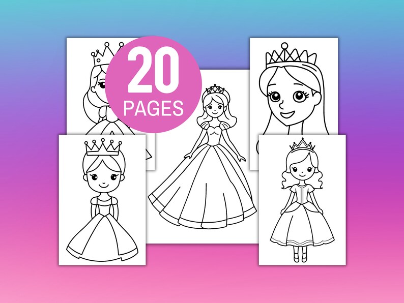 Princess Coloring Pages Printable | Simple & Minimalistic Designs ...