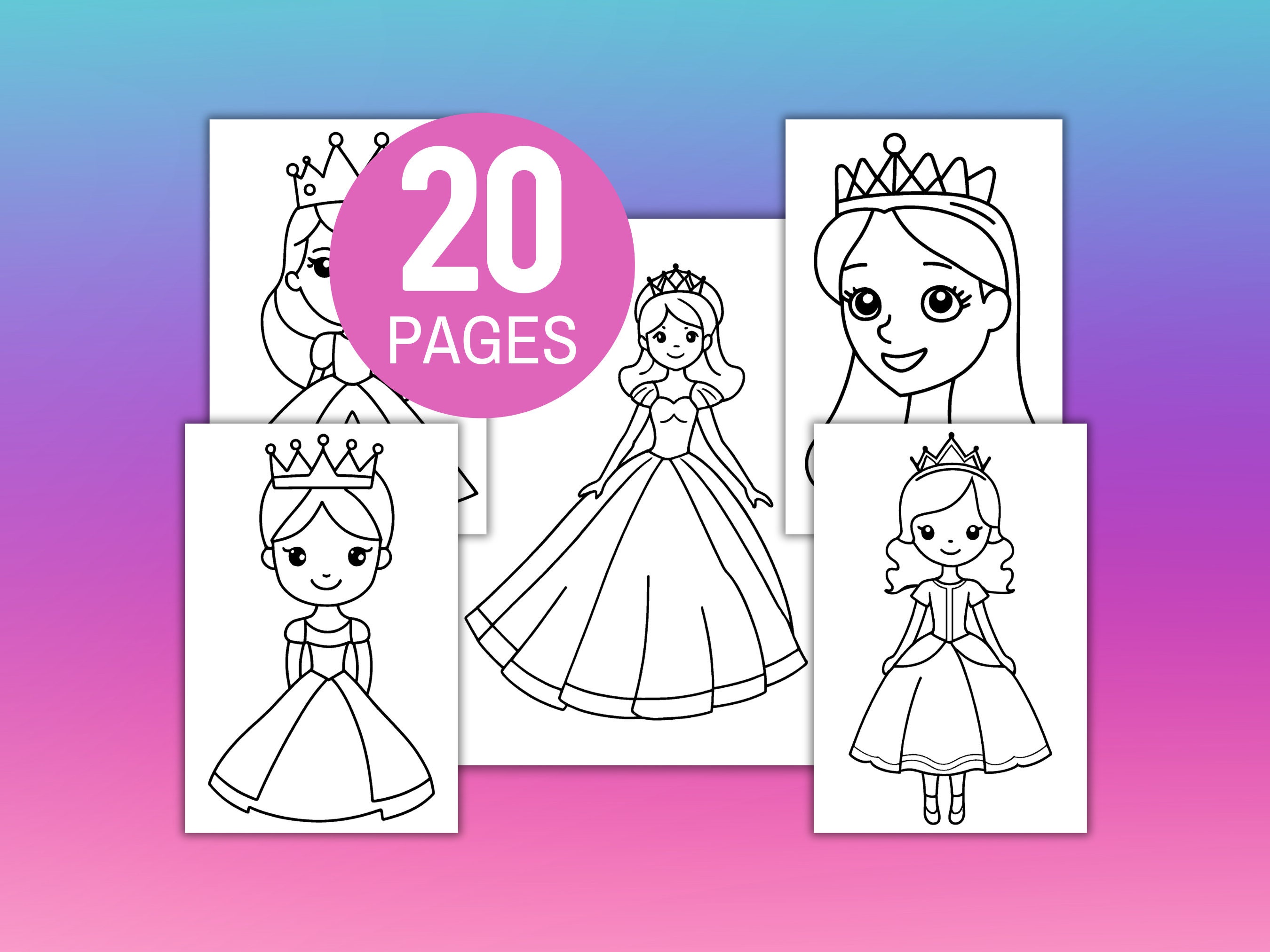 Princess Coloring Pages Printable | Simple & Minimalistic Designs ...