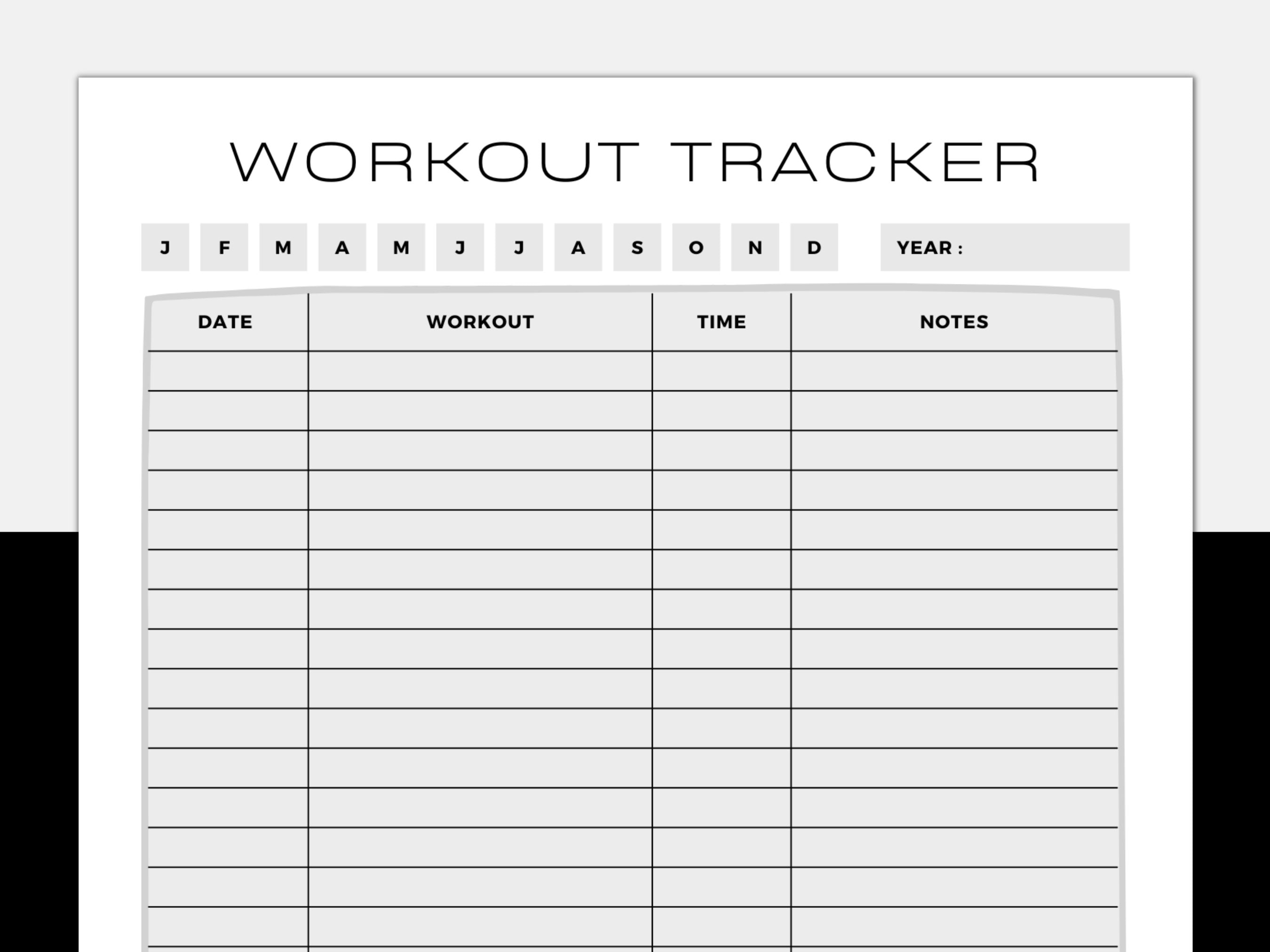 Elegant Workout Tracker Sheet, Monthly Workout Tracker, Weekly Workout ...