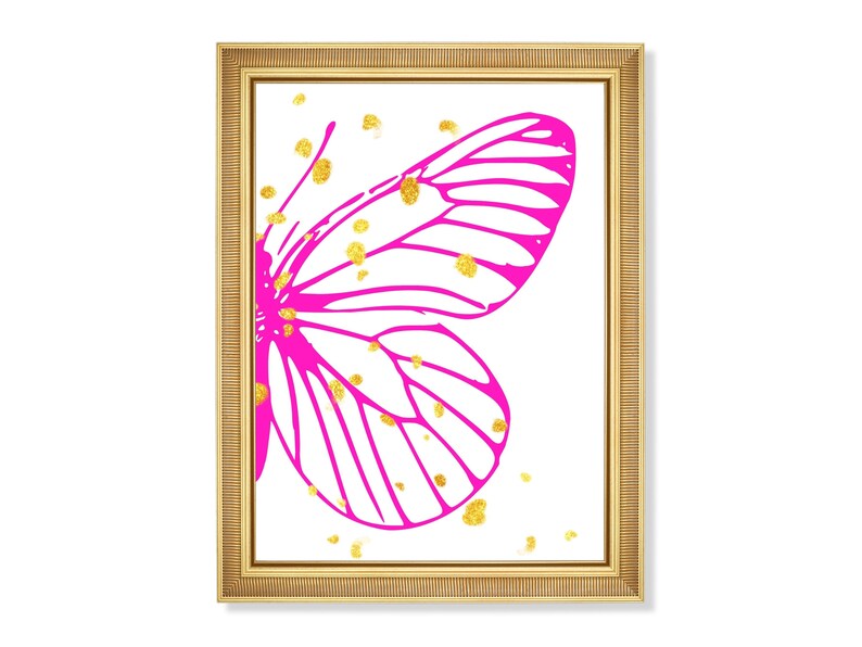 Preppy Split Butterfly Wall Art, Digital, Custom Initial, Preppy Wall ...