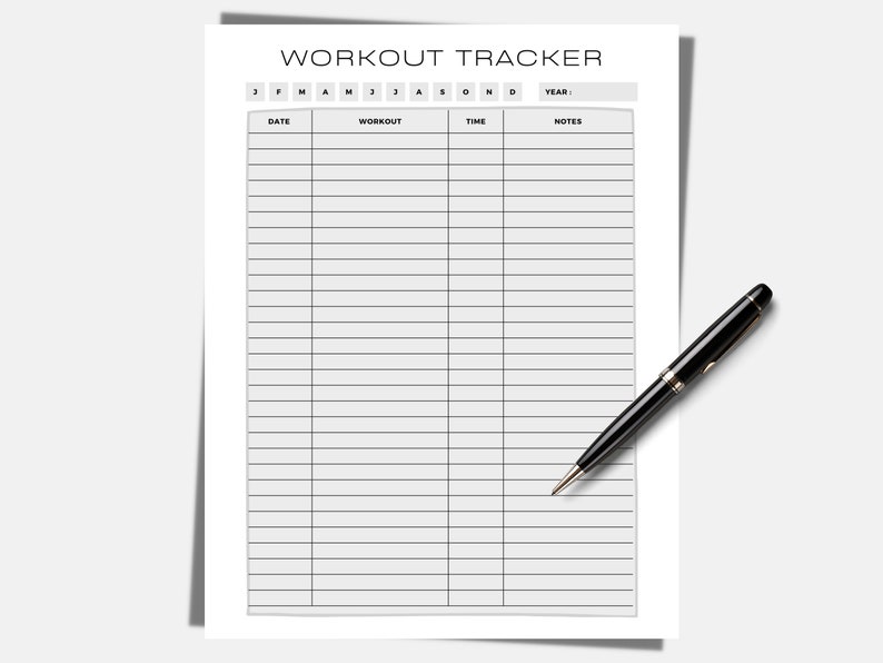 Elegant Workout Tracker Sheet, Monthly Workout Tracker, Weekly Workout ...