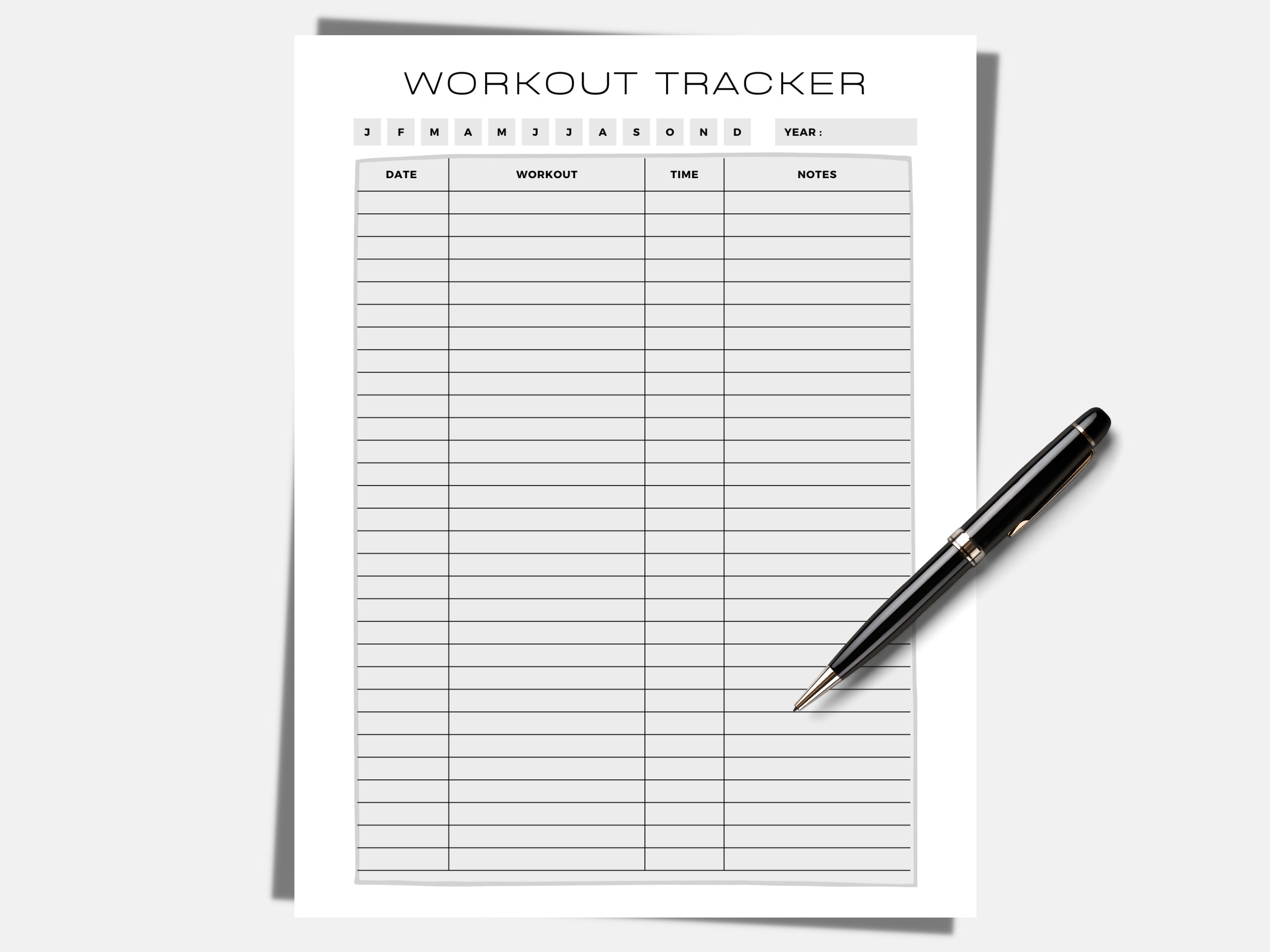 Elegant Workout Tracker Sheet, Monthly Workout Tracker, Weekly Workout ...