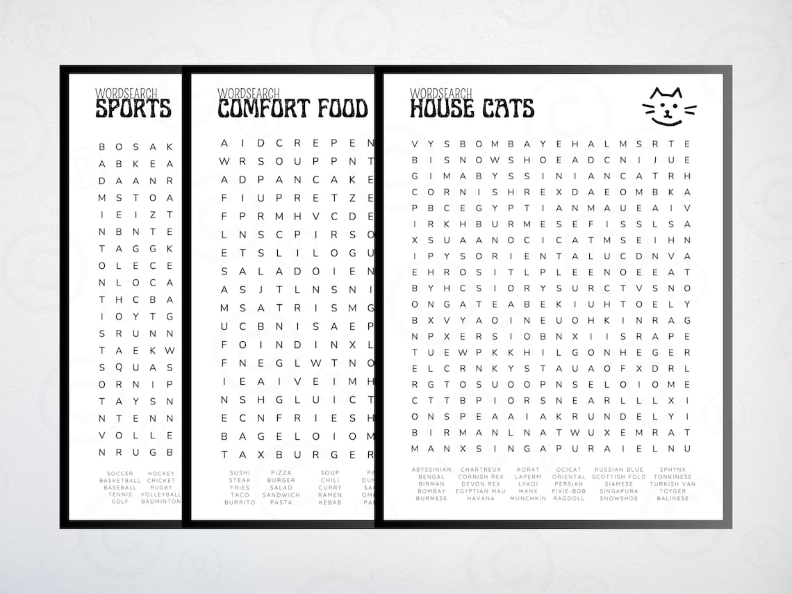 50 Printable Word Search Puzzles With Solutions | Large Font PDF | Fun ...