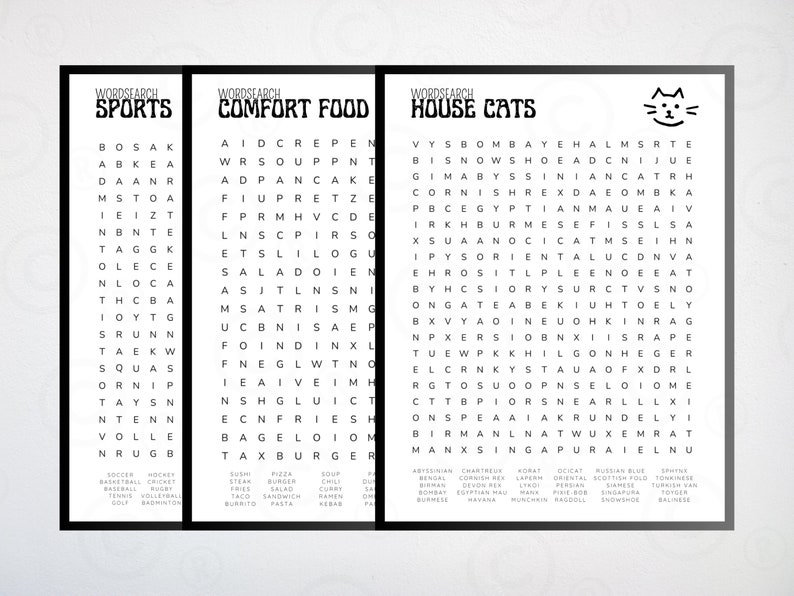 50 Printable Word Search Puzzles With Solutions | Large Font PDF | Fun ...