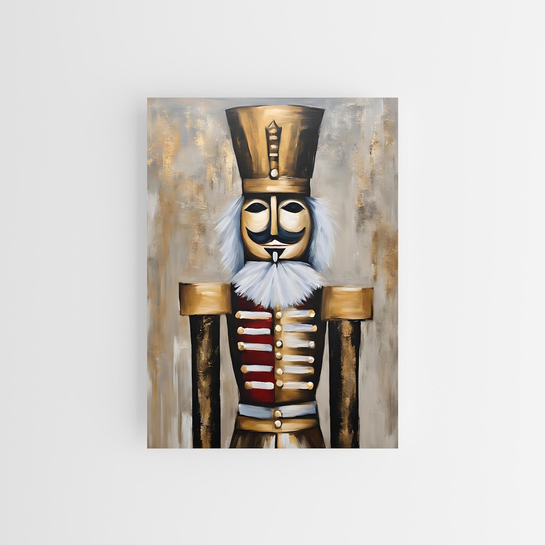 Gothic Nutcracker Wall Art: Rustic Style, Gold Accents, Moody Holiday ...