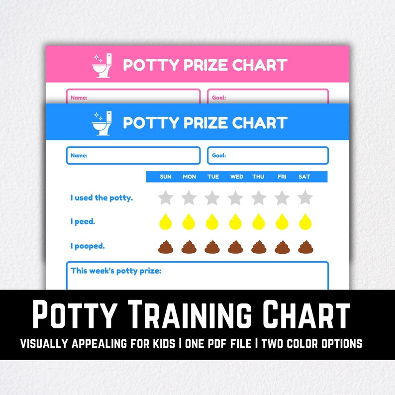 Potty Training Chart Printable Reward Tracker Toddler Bathroom Routine ...