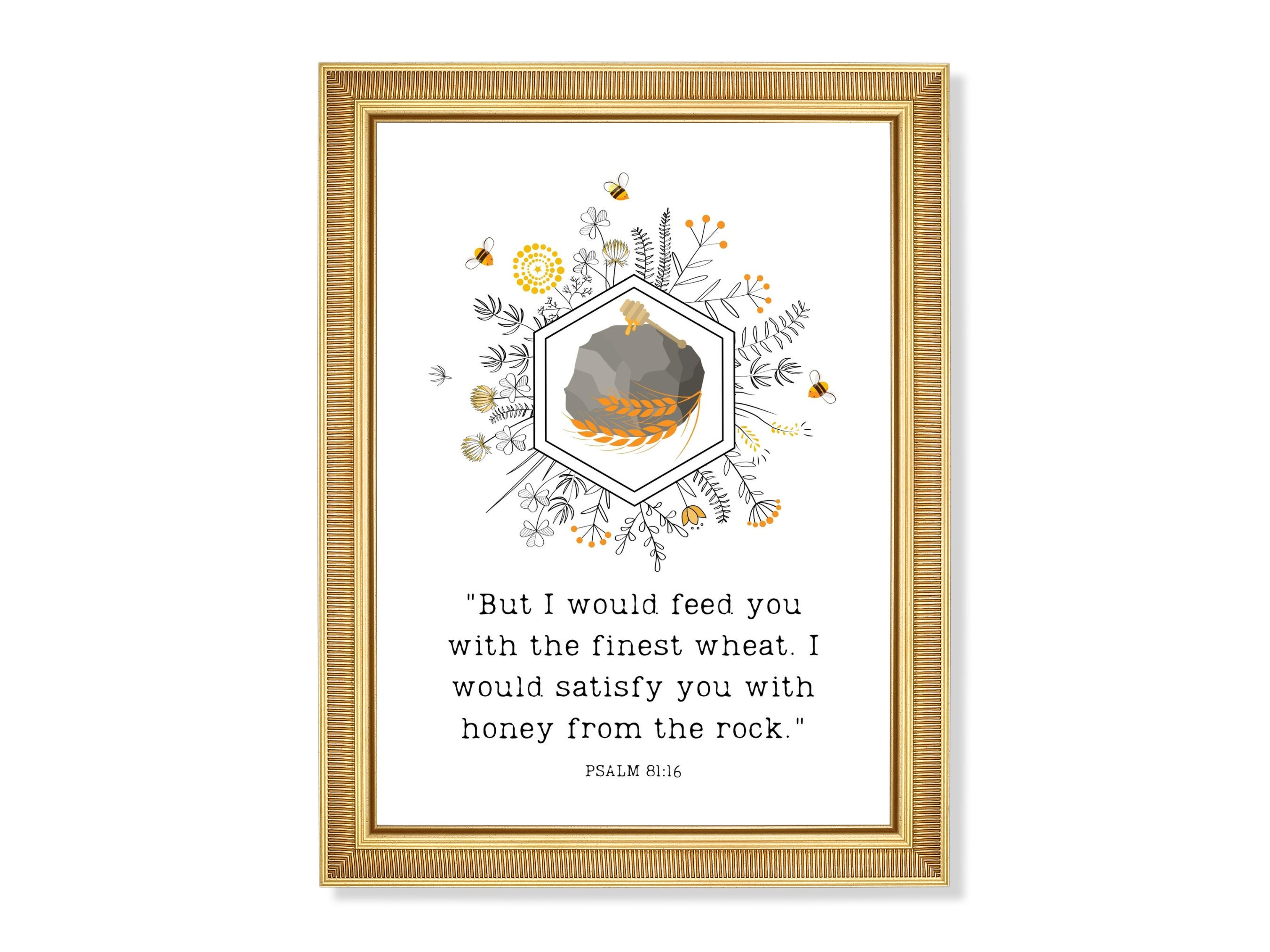 Honey in the Rock Scripture, Scripture Wall Art, Scripture Wall Decor ...