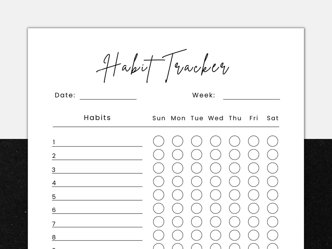 Habit Tracker Printable, Printable Habit Tracker, Weekly Habit Tracker ...