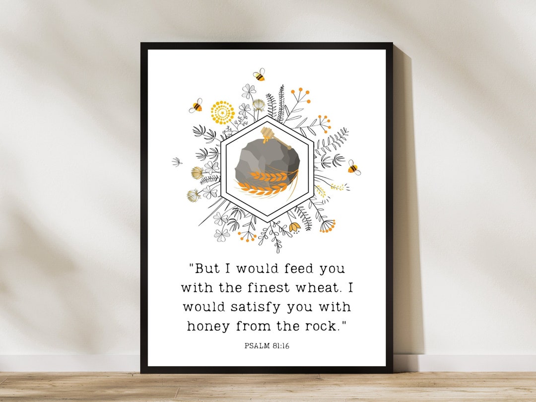 Honey in the Rock Scripture, Scripture Wall Art, Scripture Wall Decor ...