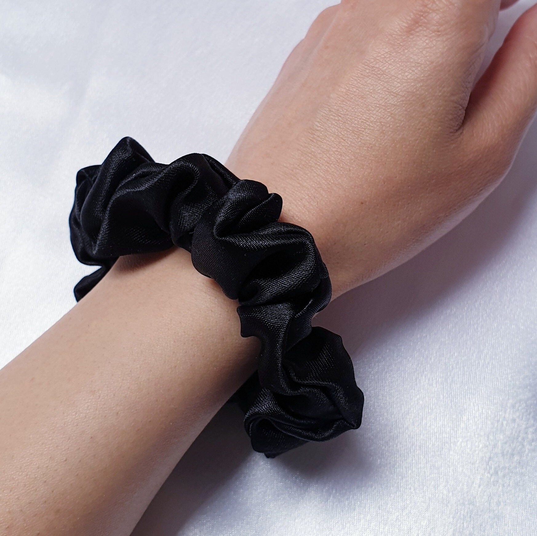 Set of 4 Black, White or Mixed Skinny/ Mini Sized Silky Satin Hair ...