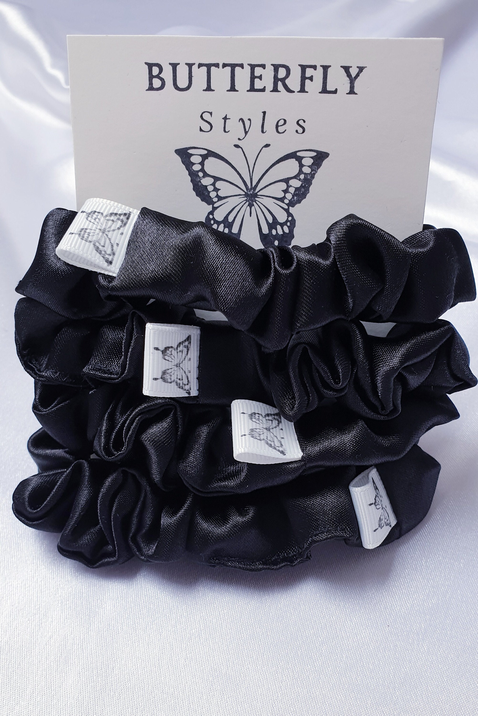 Set of 4 Black, White or Mixed Skinny/ Mini Sized Silky Satin Hair ...