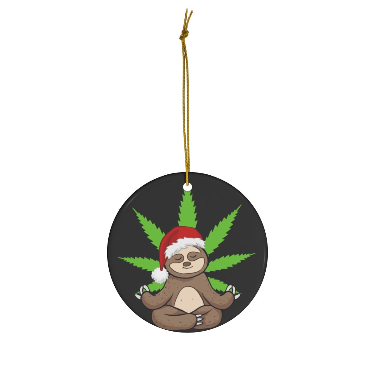 Vibin Marijuana Sloth Ceramic Ornament, Funny Cannabis Christmas ...