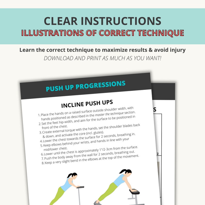 30 Day Beginner Push up Challenge | Press up Challenge | Printable ...