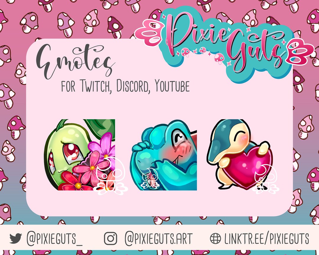 Pokemon Love Emotes - Set of Three Johto Starter Love Heart Pokemon ...