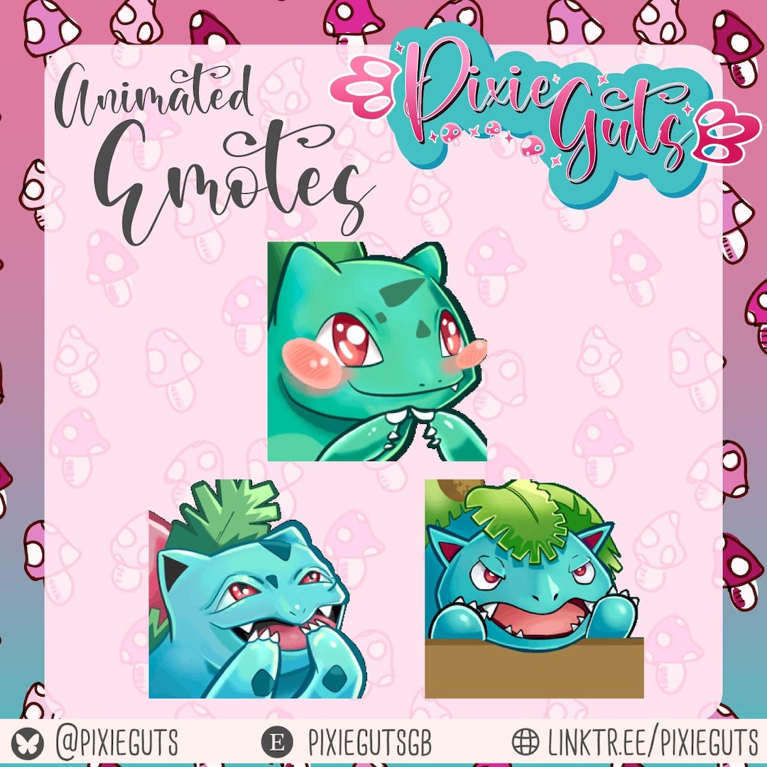 ANIMATED Bulbasaur Emote Pack - Set of 3 Animated Pokemon Emotes for ...