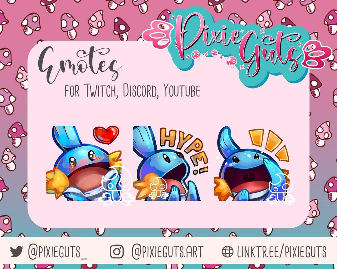 Mudkip Emote Set Pokemon Mudkip Laugh Hype Love Heart Emotes - Etsy