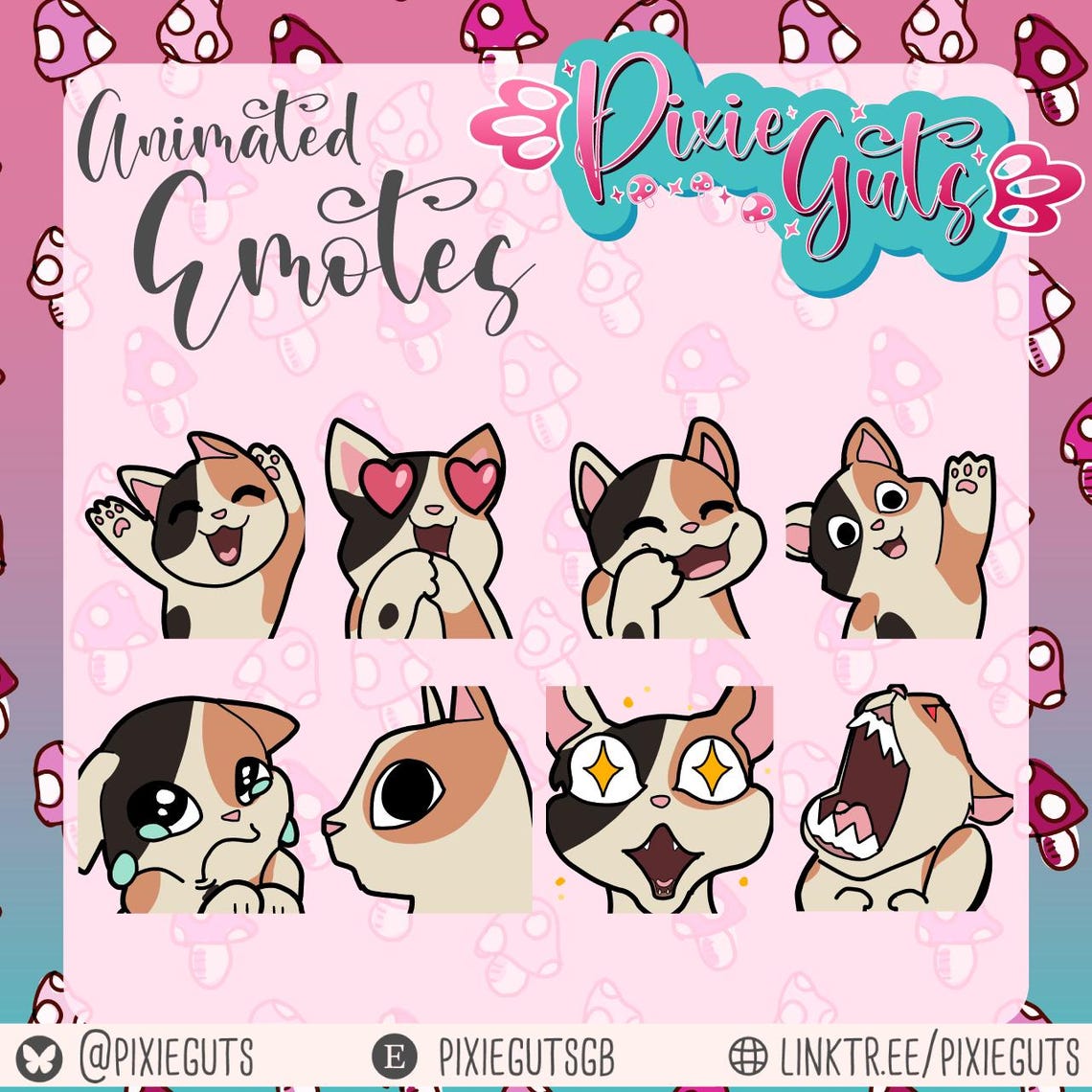 ANIMATED Cat Emote Pack - Set of 8 Animated Calico Cat Emotes for ...