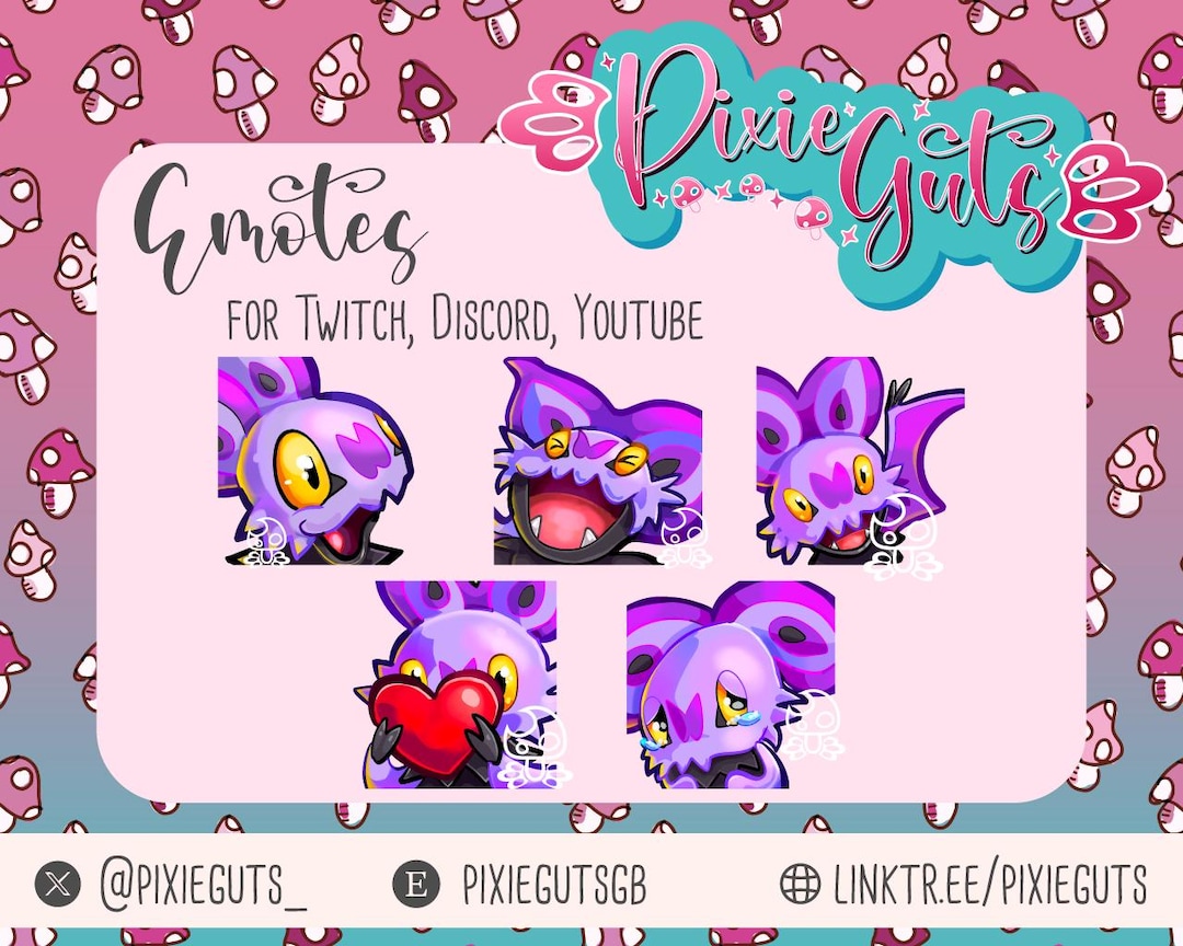 Noibat Emote Set - Pokemon Halloween Noibat Bat Pog Laugh Hi Hello Love ...