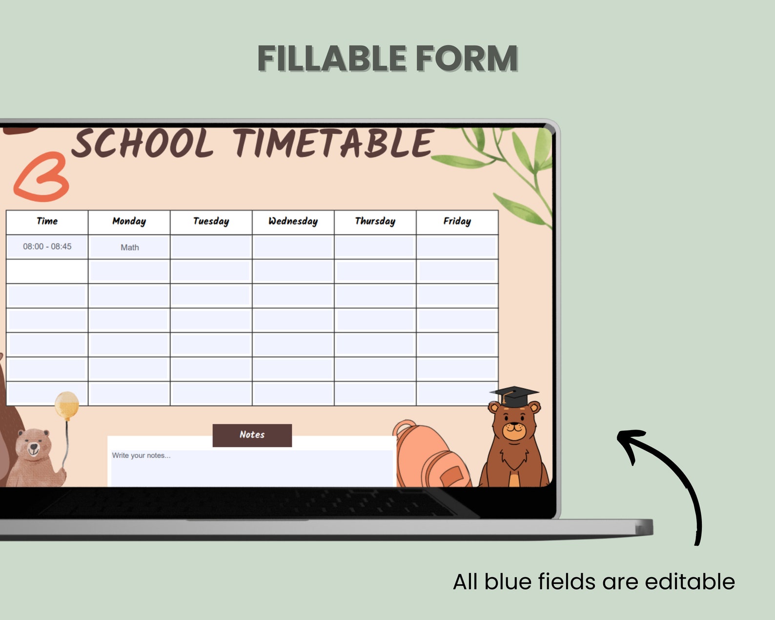 Printable Fillable School Timetable Instant Download. Cute - Etsy Australia
