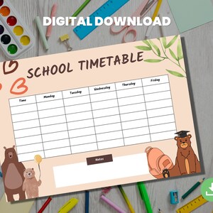 Printable Fillable School Timetable Instant Download. Cute - Etsy Australia