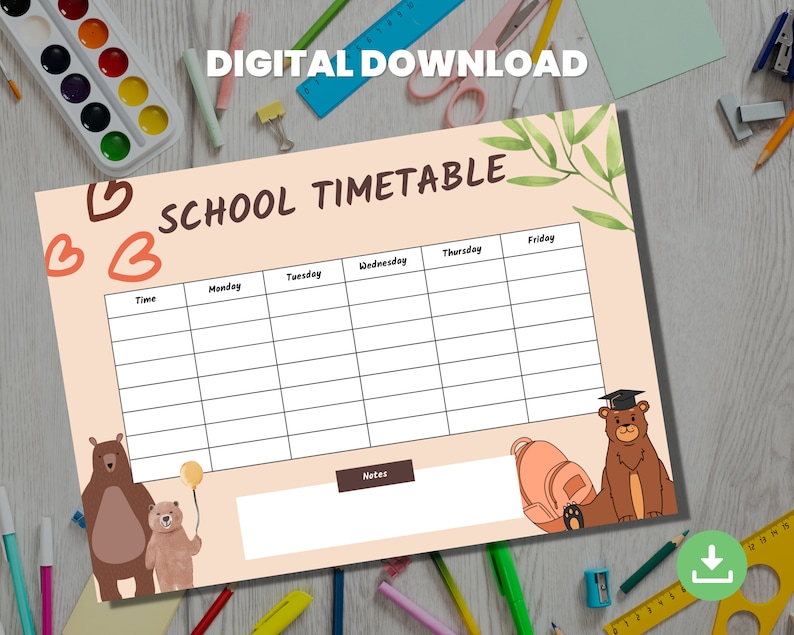 Printable Fillable School Timetable Instant Download. Cute - Etsy Australia