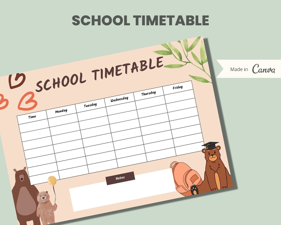 Printable Fillable School Timetable Instant Download. Cute - Etsy Australia