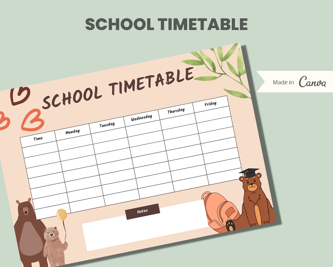 Printable Fillable School Timetable Instant Download. Cute - Etsy Australia