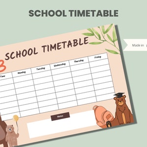 Printable Fillable School Timetable Instant Download. Cute - Etsy Australia
