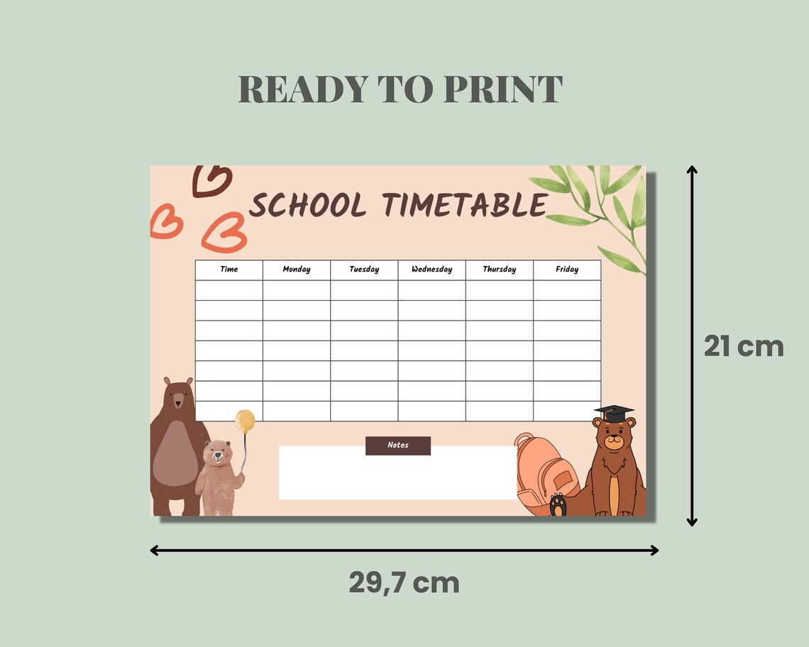 Printable Fillable School Timetable Instant Download. Cute - Etsy Australia
