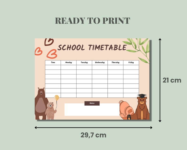 Printable Fillable School Timetable Instant Download. Cute - Etsy Australia