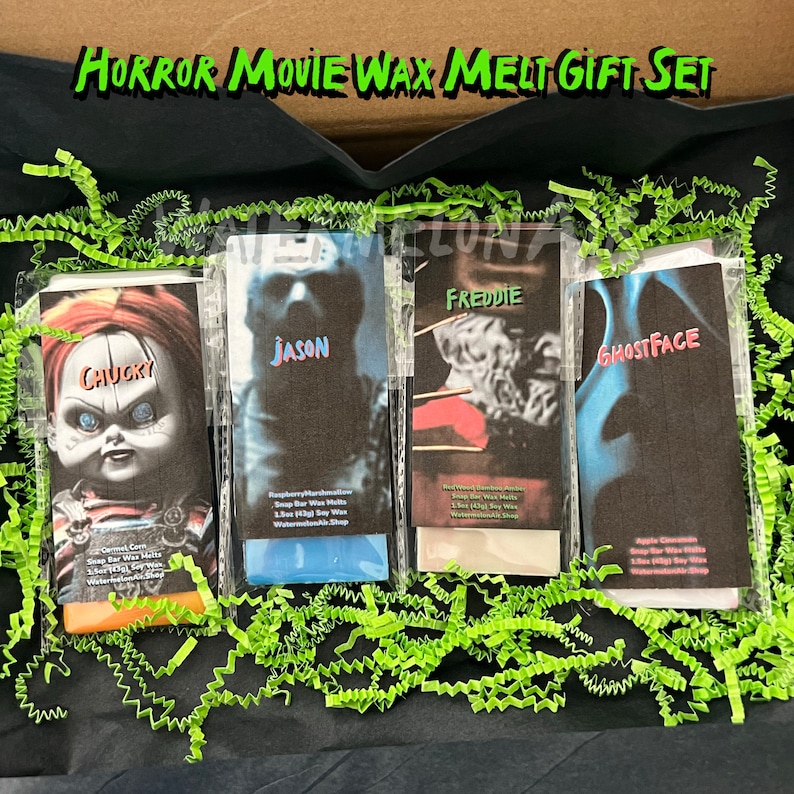 Horror Movie Idol Wax Melt Gift Set: Chucky, Jason, Freddy, Ghostface ...