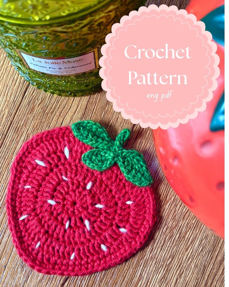 Strawberry Coaster Crochet Pattern, PATTERN ONLY, Eng Pdf - Etsy