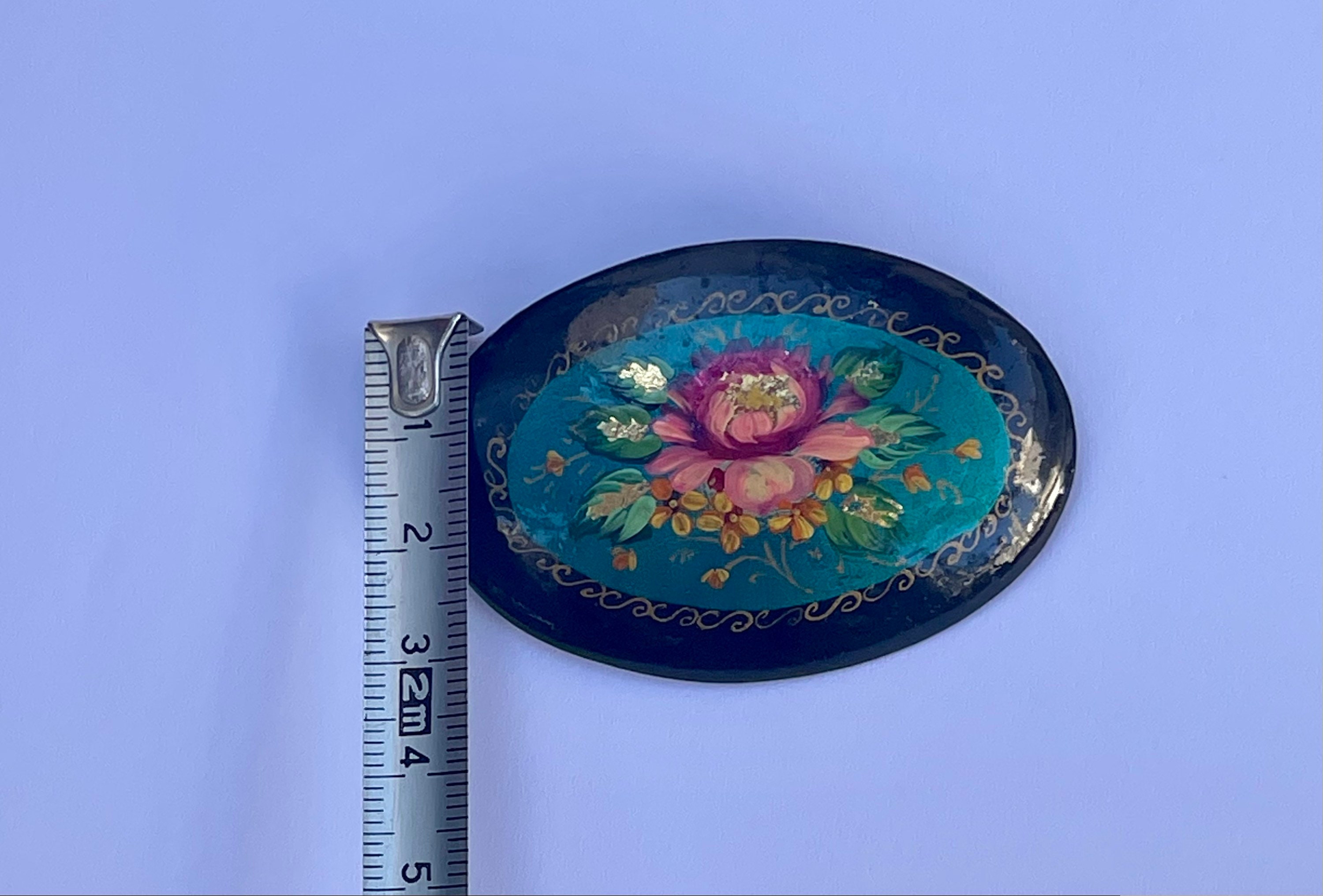Vintage Artist Signed Russian Hand Painted Lacquer Brooch Pin - Etsy
