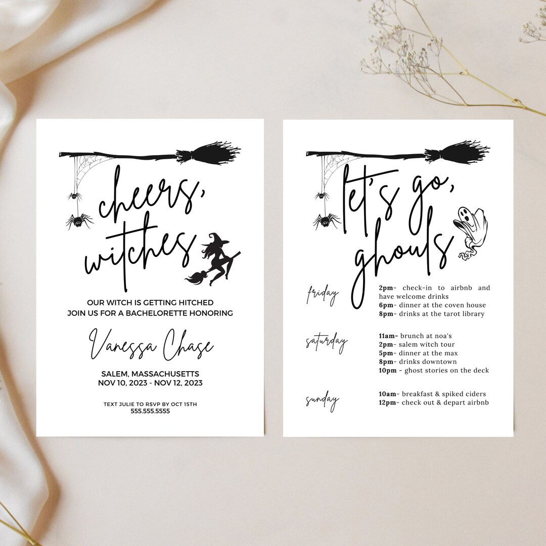 Witch Bachelorette Party Invite, Bachelorette Witches Theme, Spooky ...