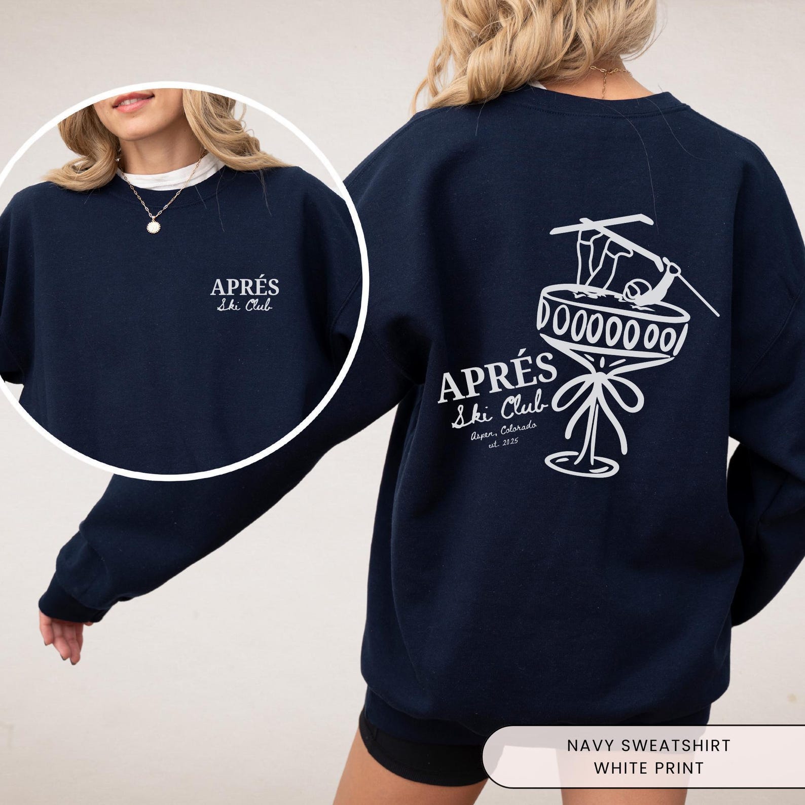 Apres Ski Club Sweatshirt Martini Cocktail Crewneck, Apres Ski Sweater ...