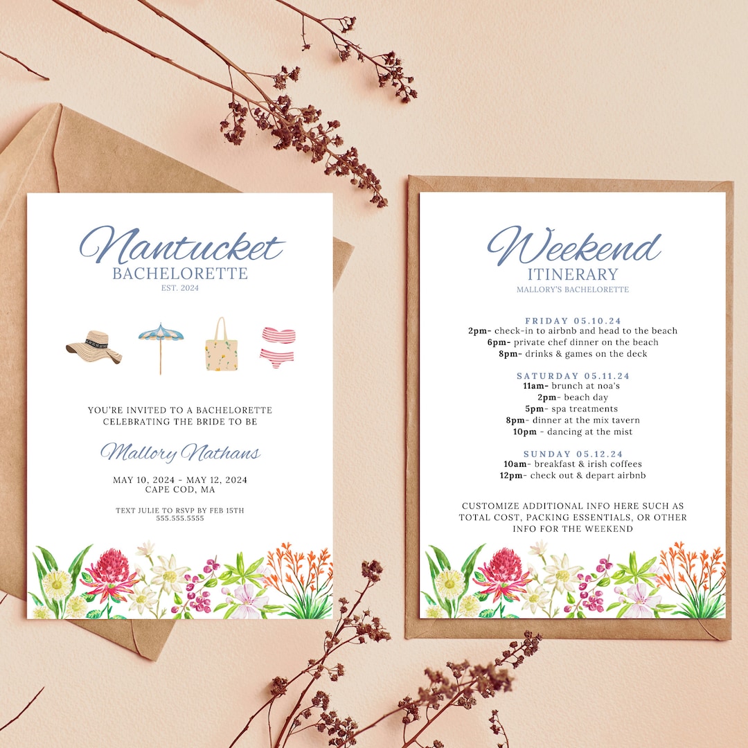Nantucket Bachelorette Party Invitation, Coastal Bachelorette, Last ...