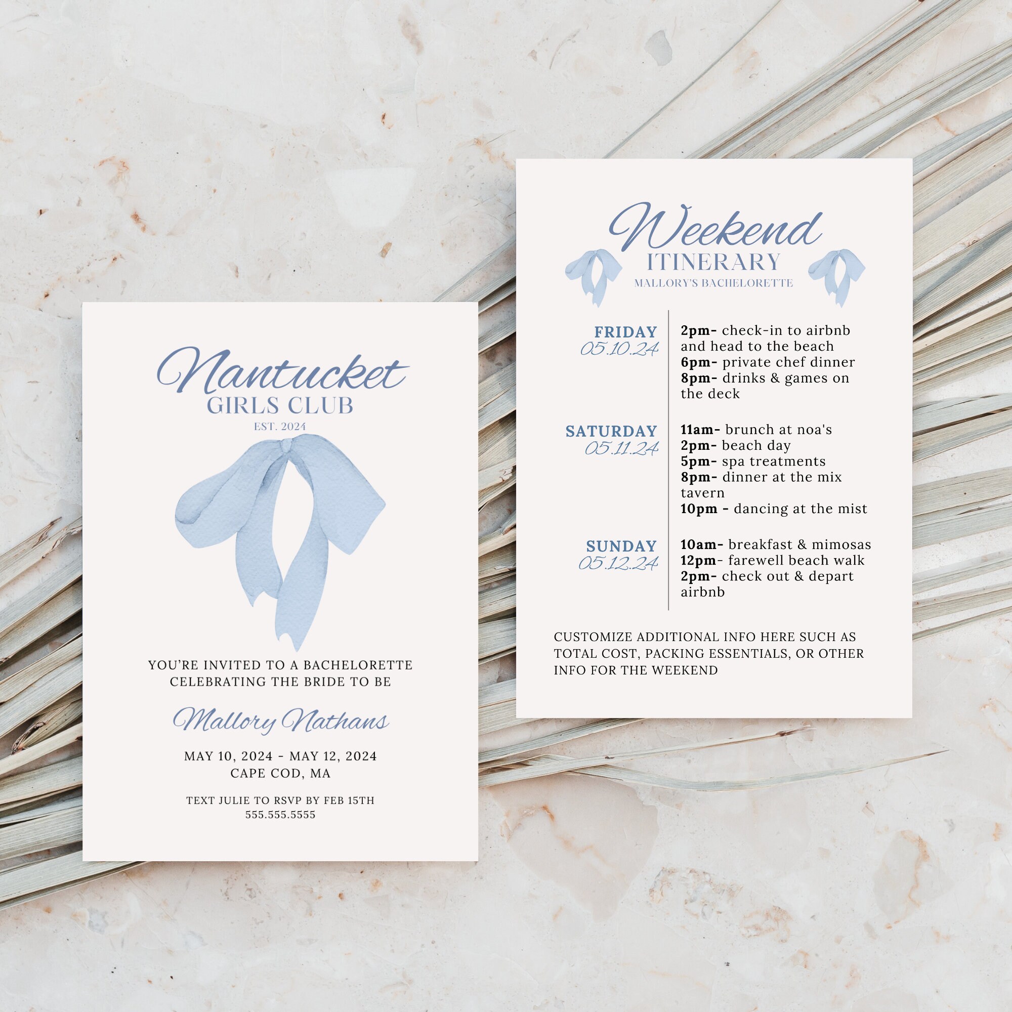 Nantucket Bachelorette Party Invitation and Itinerary - Etsy