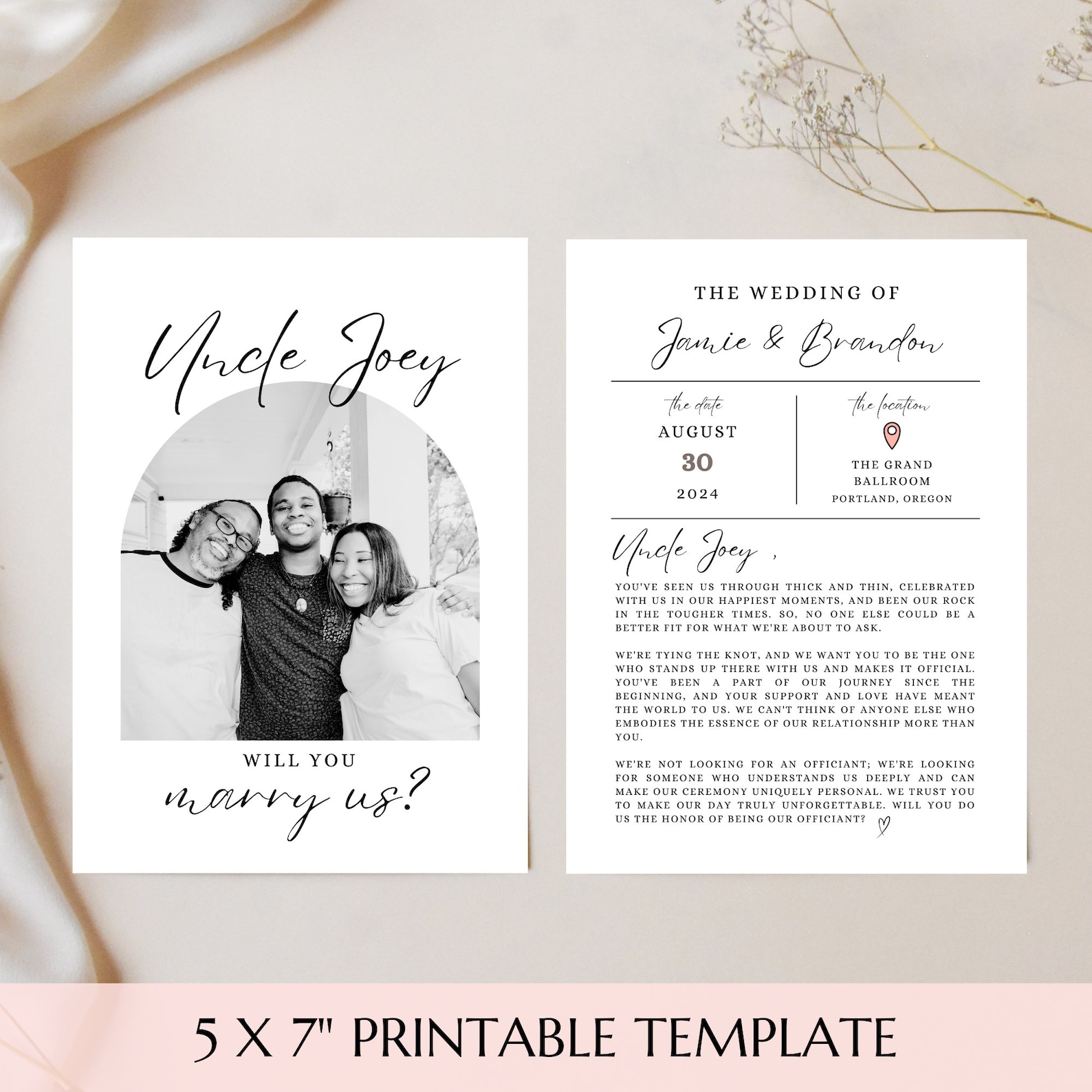 Wedding Officiant Proposal Card Printable Template, Ask Officiant Idea ...