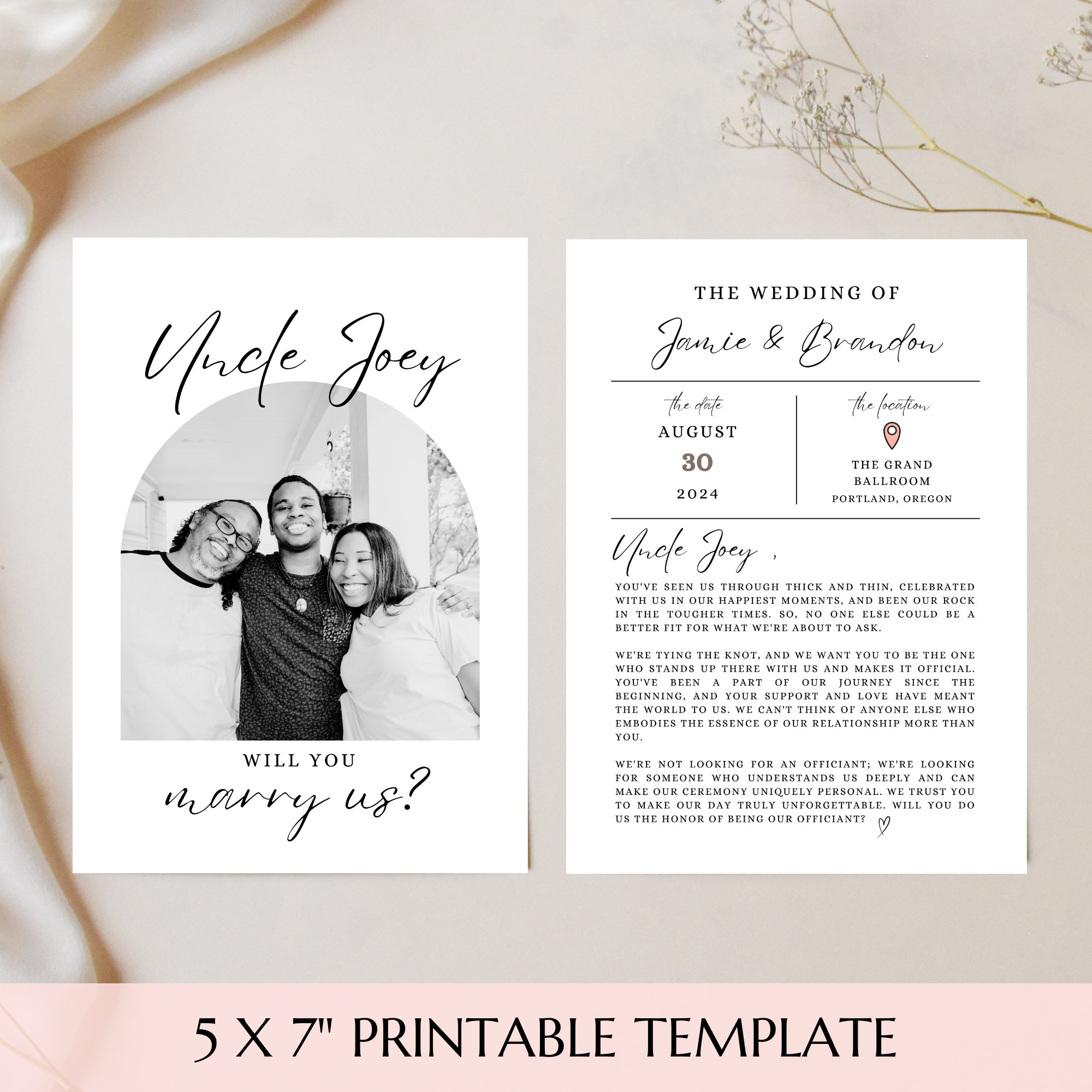 Wedding Officiant Proposal Card Printable Template, Ask Officiant Idea ...
