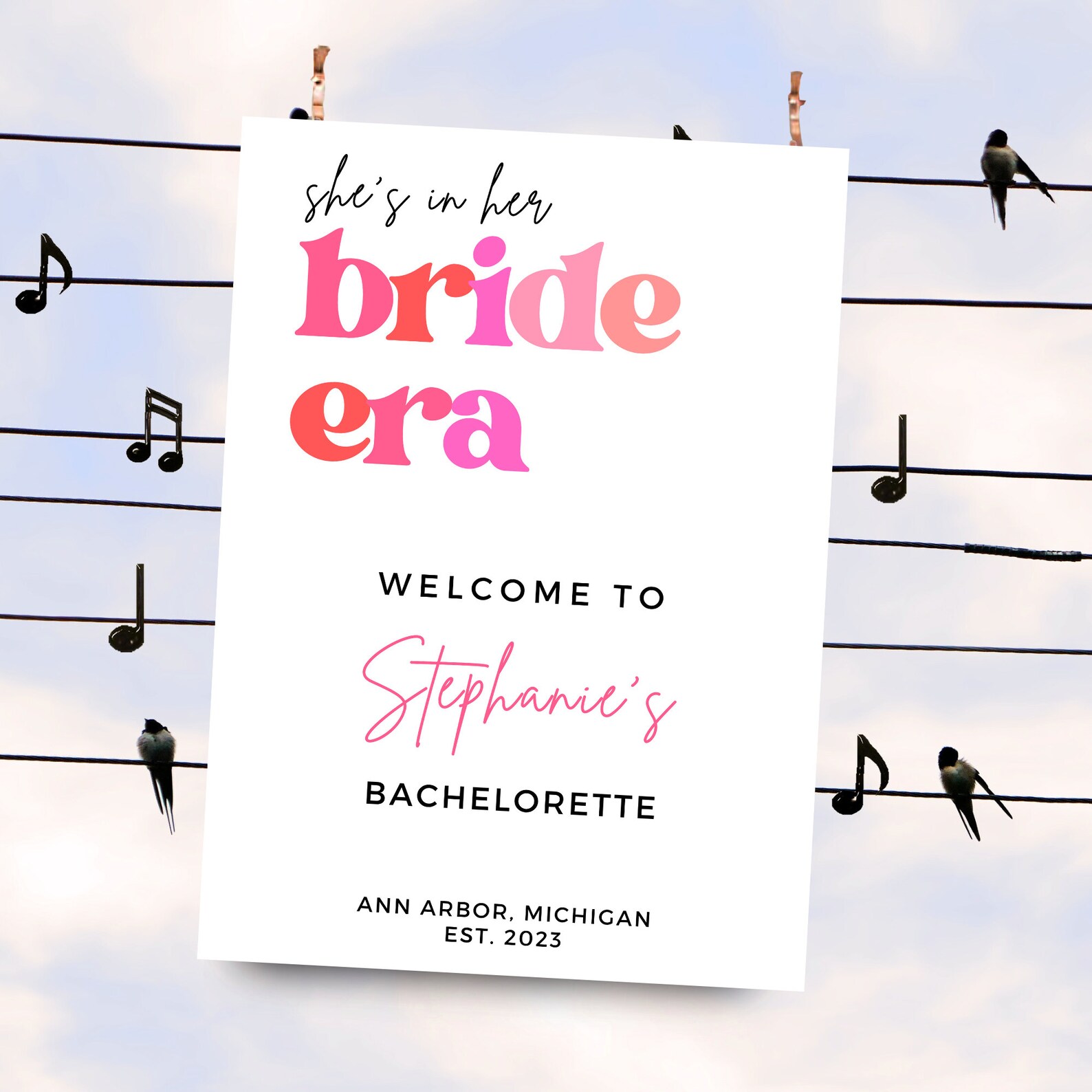 Bride Era Bachelorette Welcome Sign Template, Customizable Party Sign ...