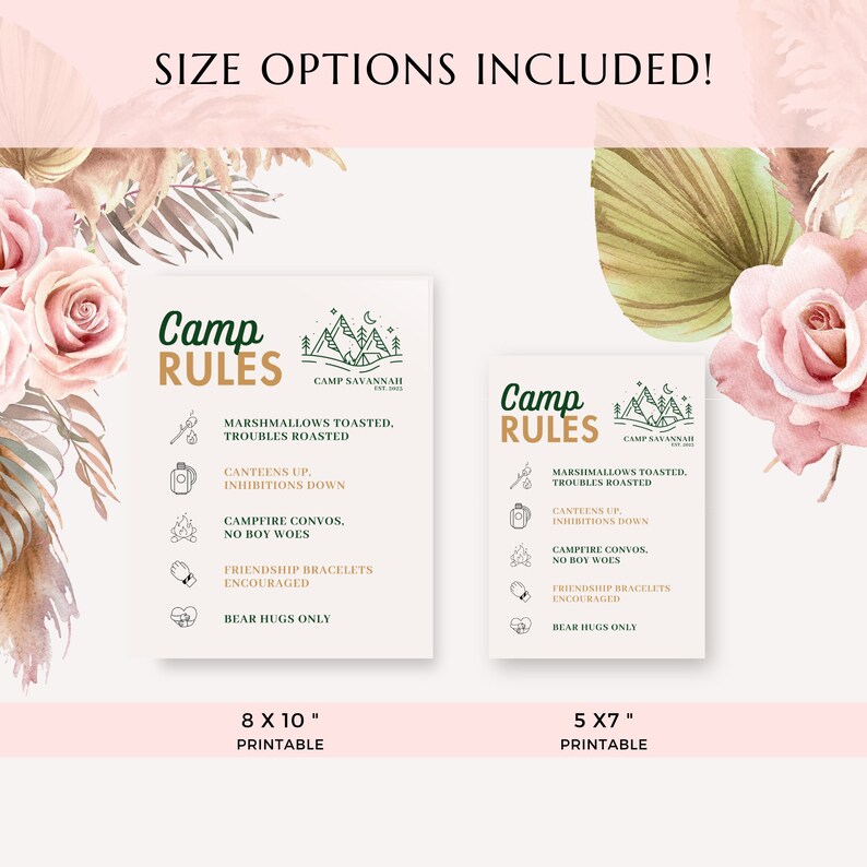 Bachelorette Camp Rules Template Camping Rules Sign Camp - Etsy