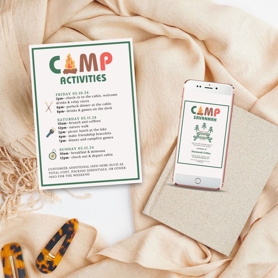 Camp Bachelorette Invitation, Camp Themed Bachelorette Party Invite ...