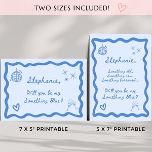 Something Blue Proposal Card, Hand Drawn Style Wavy Border Doodles ...