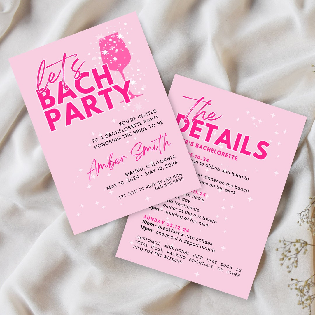 Lets Bach Party Bachelorette Invite, Malibu Bachelorette Party ...