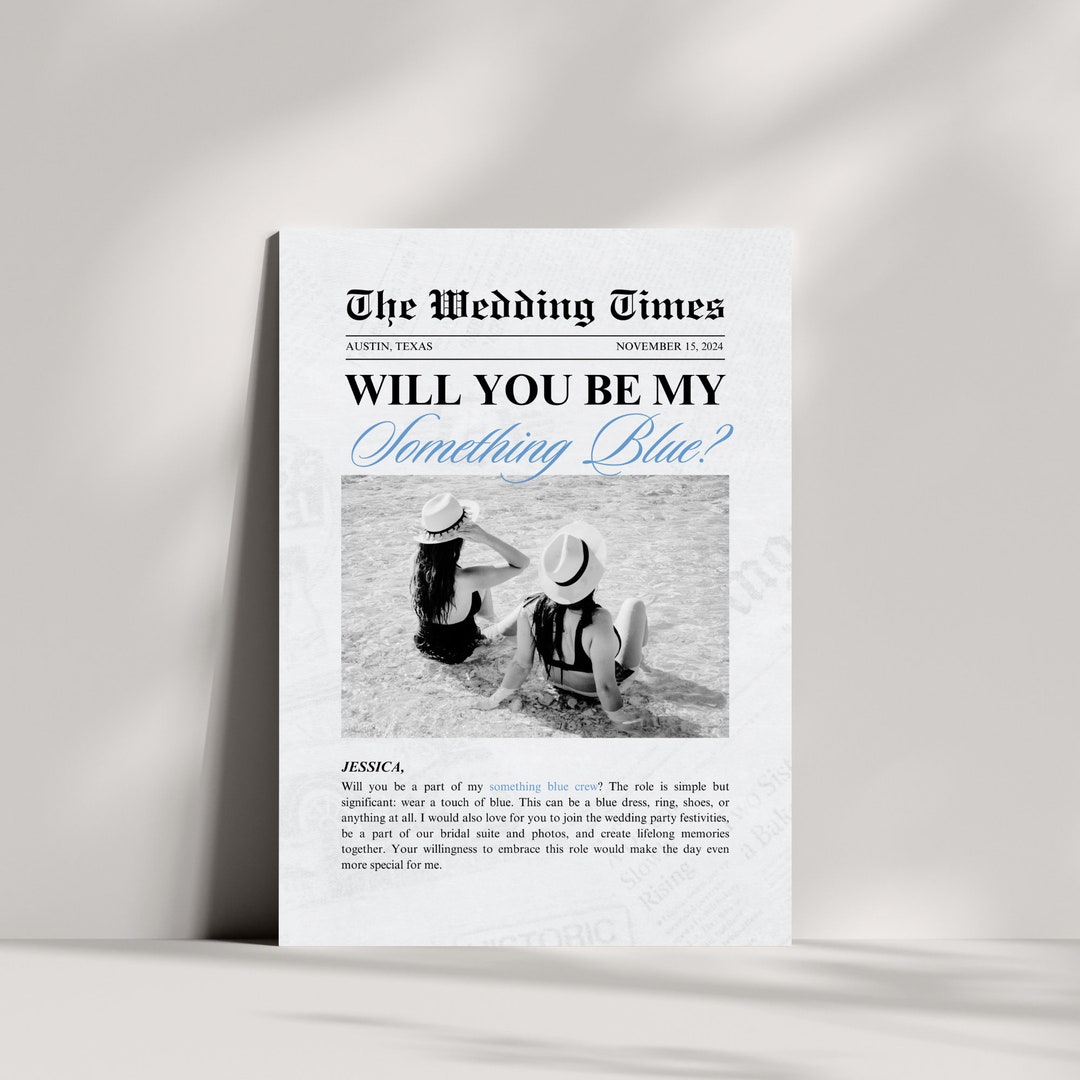 Something Blue Crew Proposal Card Newspaper Template, Will You Be My ...