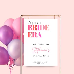 Bride Era Bachelorette Welcome Sign Template, Customizable Party Sign ...