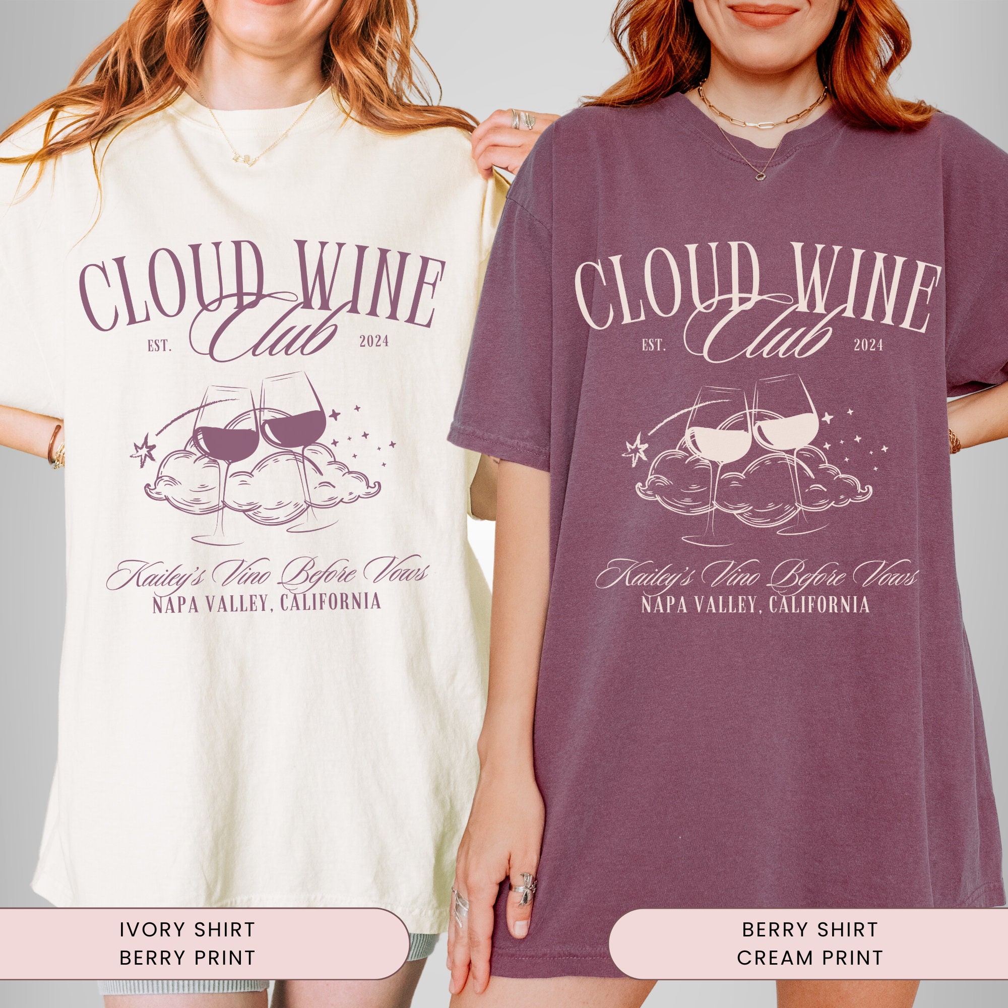 Cloud Wine Bachelorette Club Custom Shirt, Bride on Cloud Wine ...