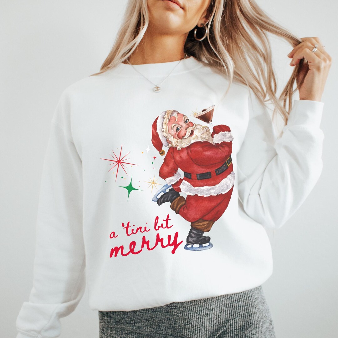 Tini Bit Merry Christmas Cocktail Sweatshirt, Espresso Martini Crewneck ...