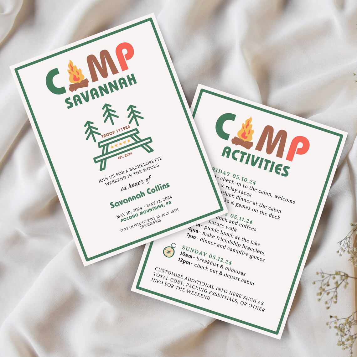 Camp Bachelorette Invitation, Camp Themed Bachelorette Party Invite ...
