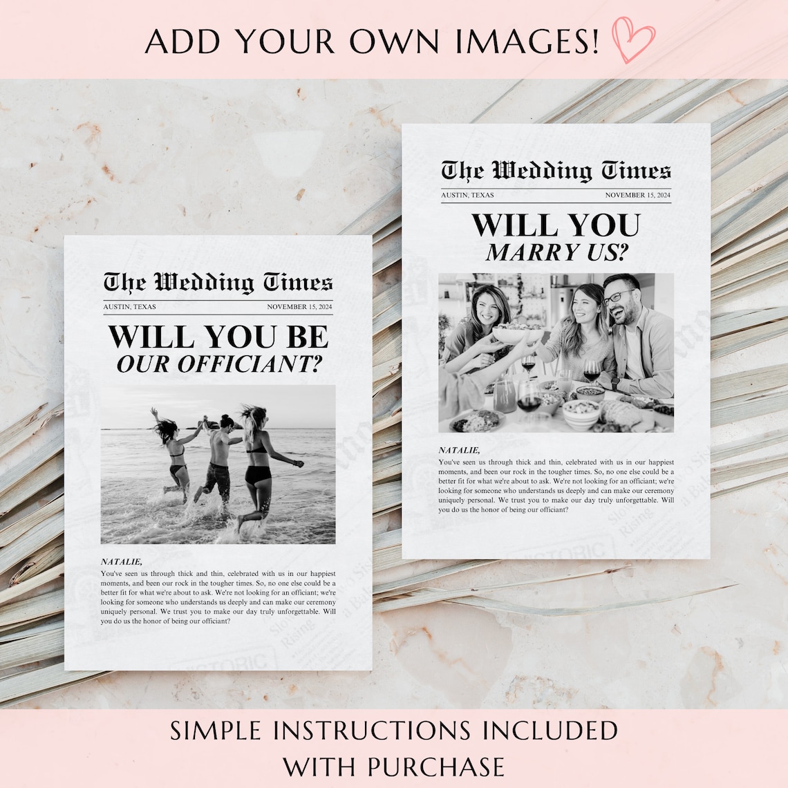 Wedding Officiant Proposal Card Newspaper Template, Ask Officiant Idea ...